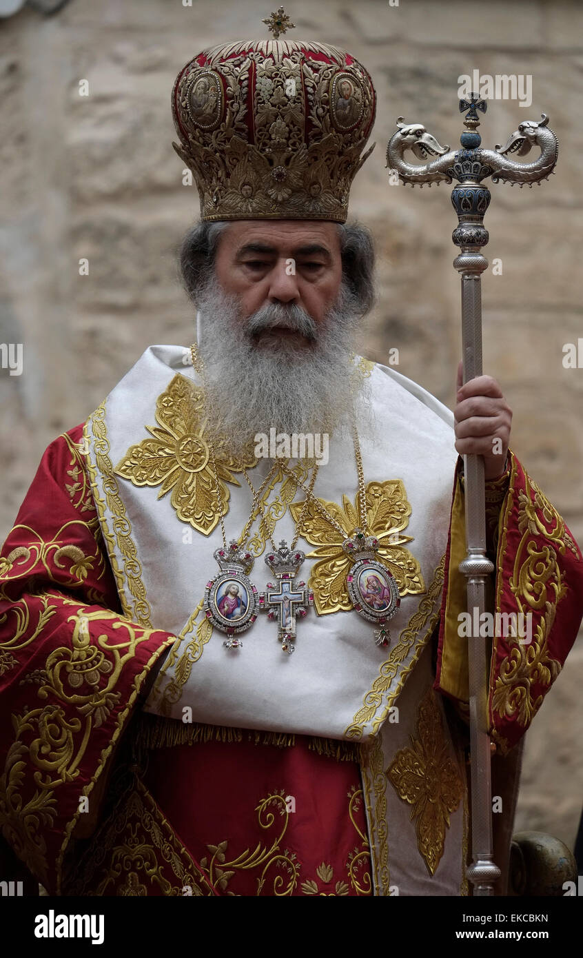 Greek Orthodox Patriarch of Jerusalem Theophilos III in the old city of ...