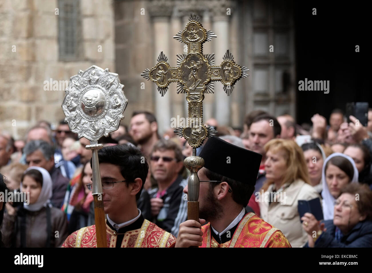 Religious procession at the Church of the Holy Sepulchre, old city of ...