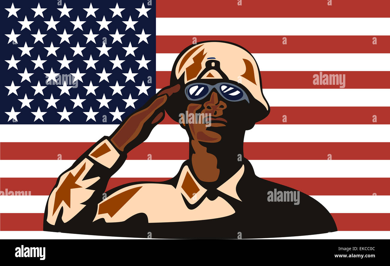 American soldier serviceman saluting Stock Photo - Alamy