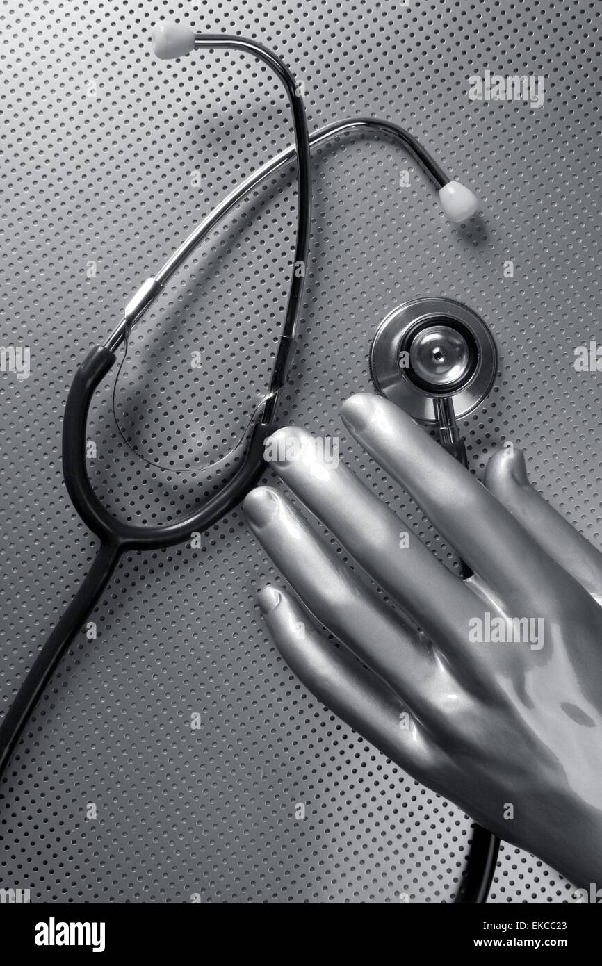 Health stethoscope futuristic silver hand Stock Photo - Alamy