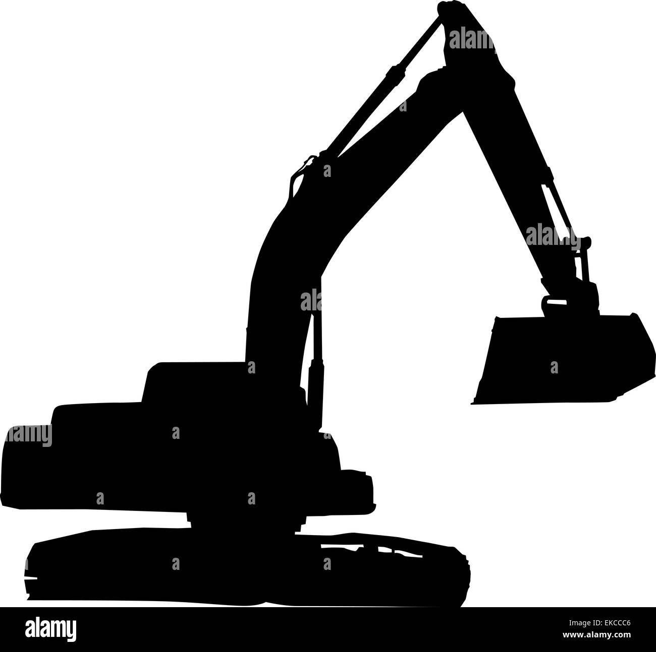 Construction machinery excavator on Black and White Stock Photos ...