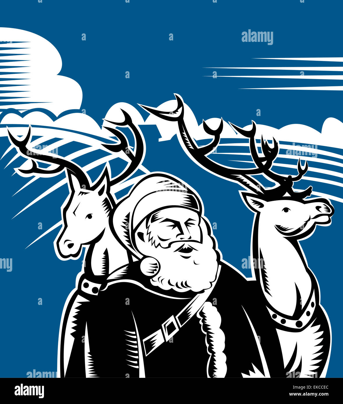 Father Christmas Santa Claus with reindeer Stock Photo - Alamy