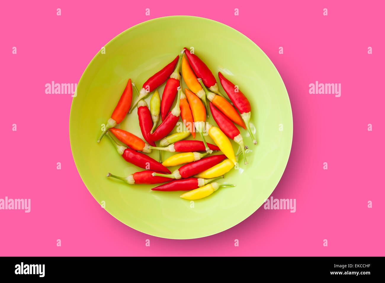 colorful chili peppers plate isolated Stock Photo - Alamy