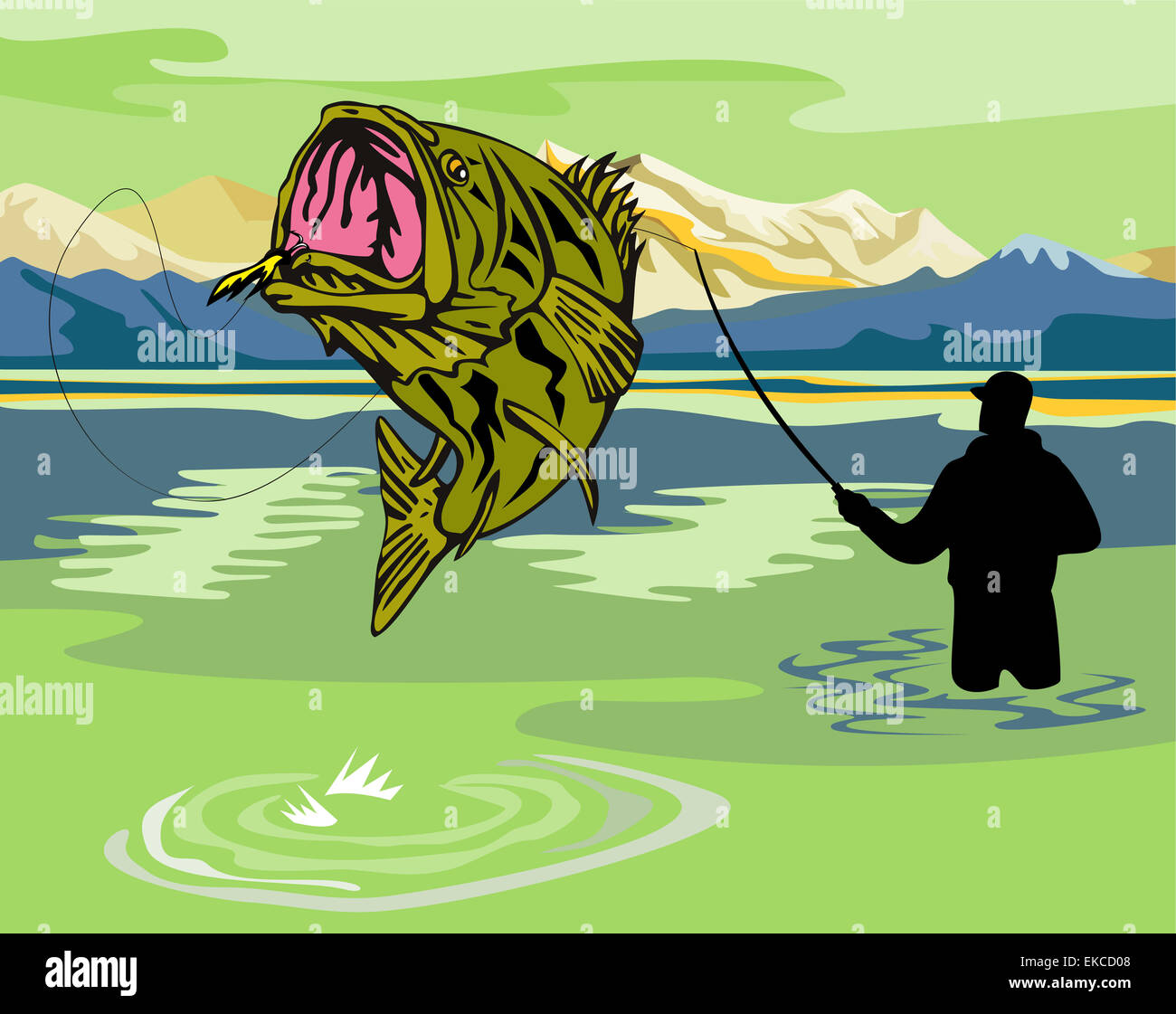 largemouth bass jumping Stock Photo - Alamy