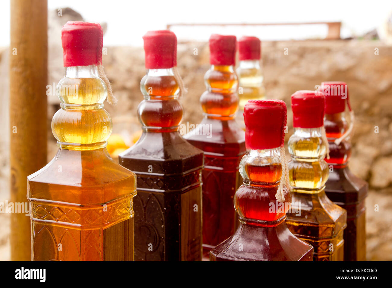 Colorful traditional liquor bottles hi-res stock photography and images ...