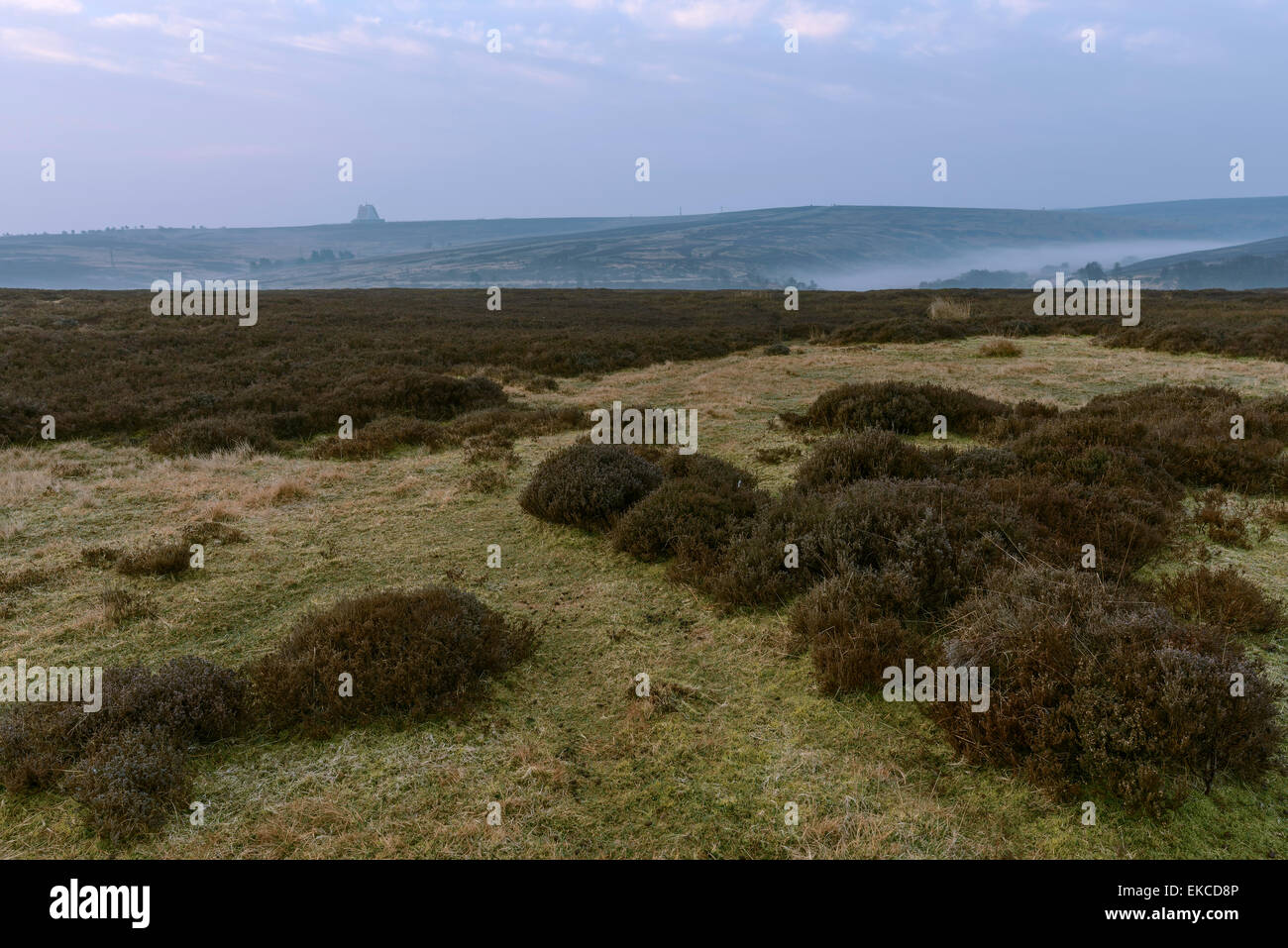 North York Moors National Park at dawn with mist lifting over lowland ...