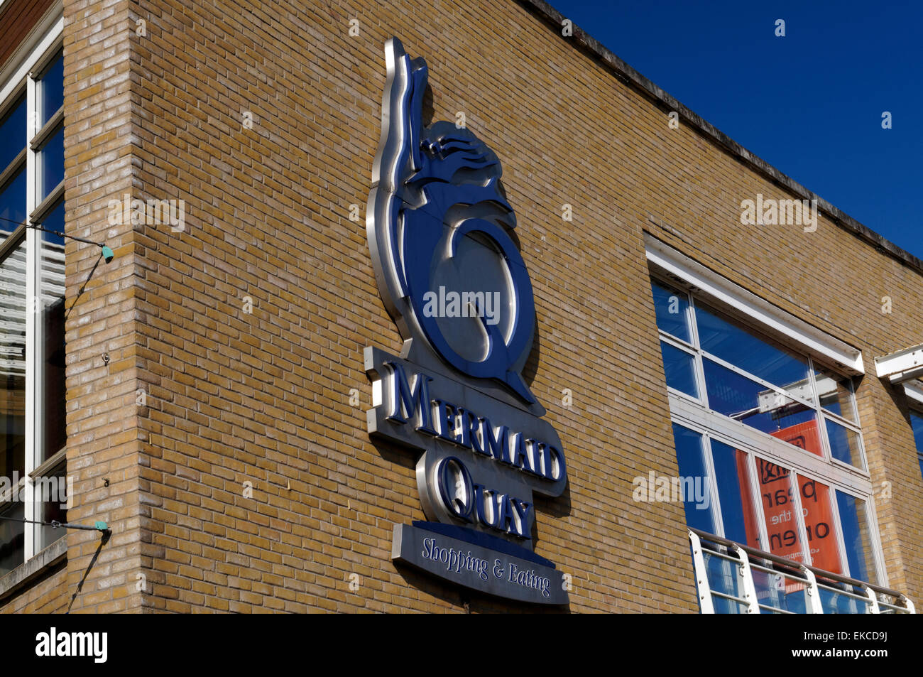 Mermaid quay sign cardiff bay development modern wales hi-res stock ...