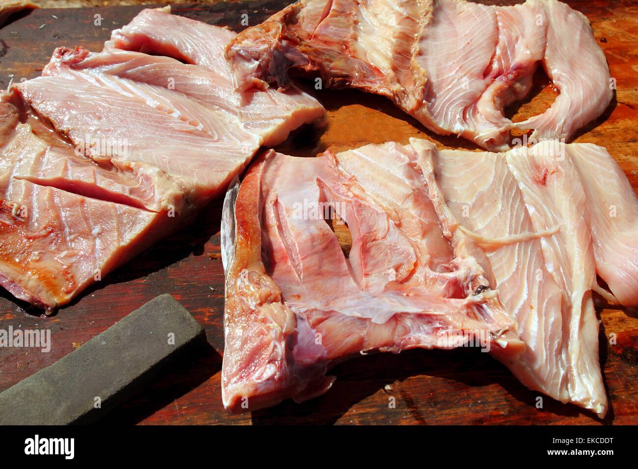 amberjack fish fillet on wood table Stock Photo - Alamy