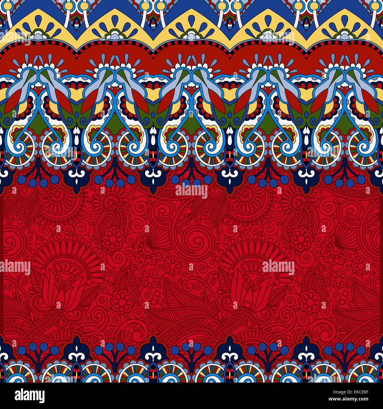 red ornamental floral folkloric background for invitation Stock Photo ...