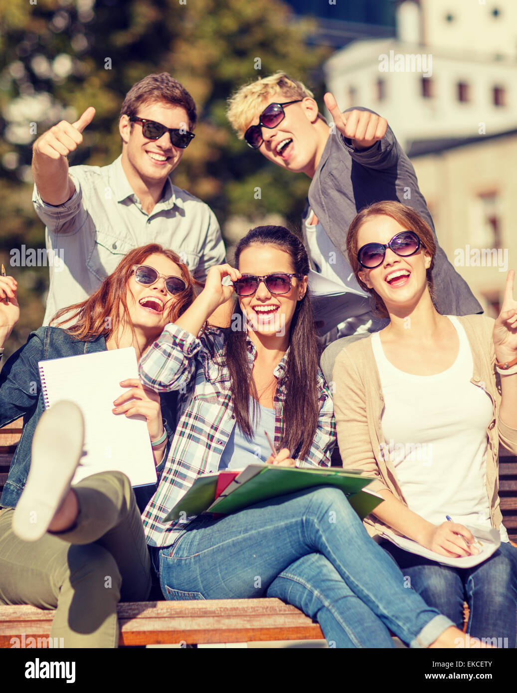 students with books, notebooks, files and folders Stock Photo - Alamy