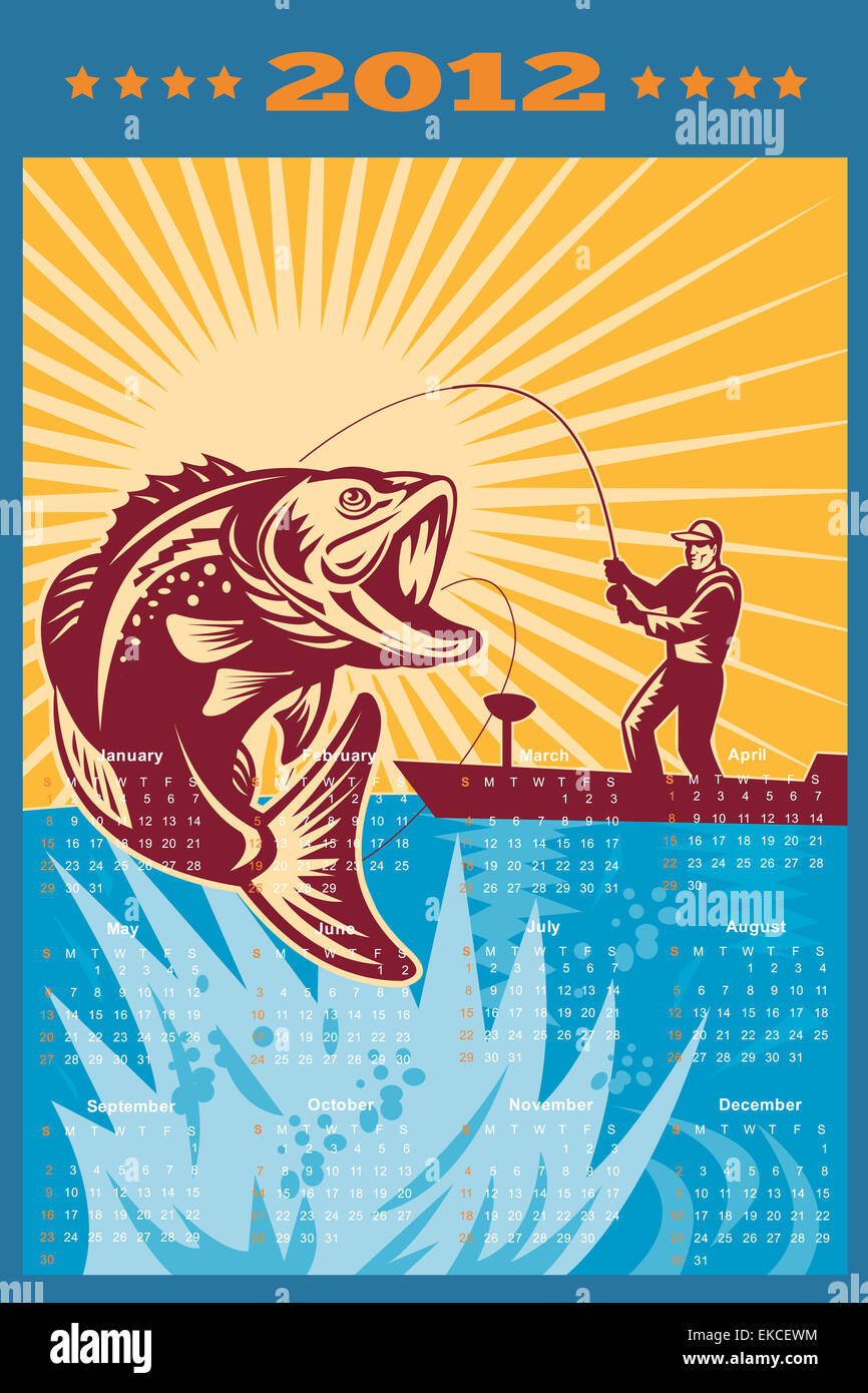 Fishing Poster Calendar 2012 Largemouth Bass Stock Photo - Alamy