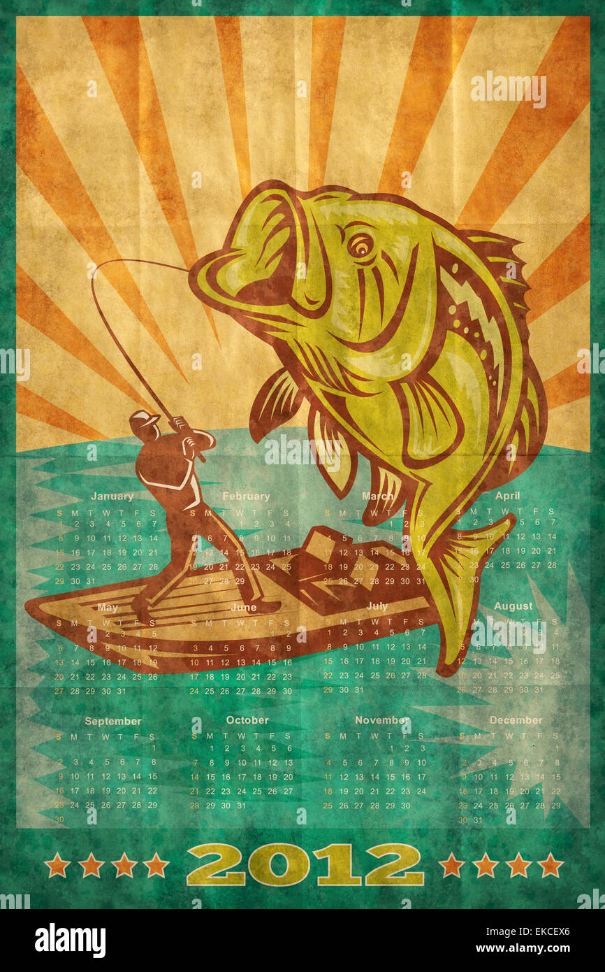 Fishing Poster Calendar 2012 Largemouth Bass Stock Photo - Alamy