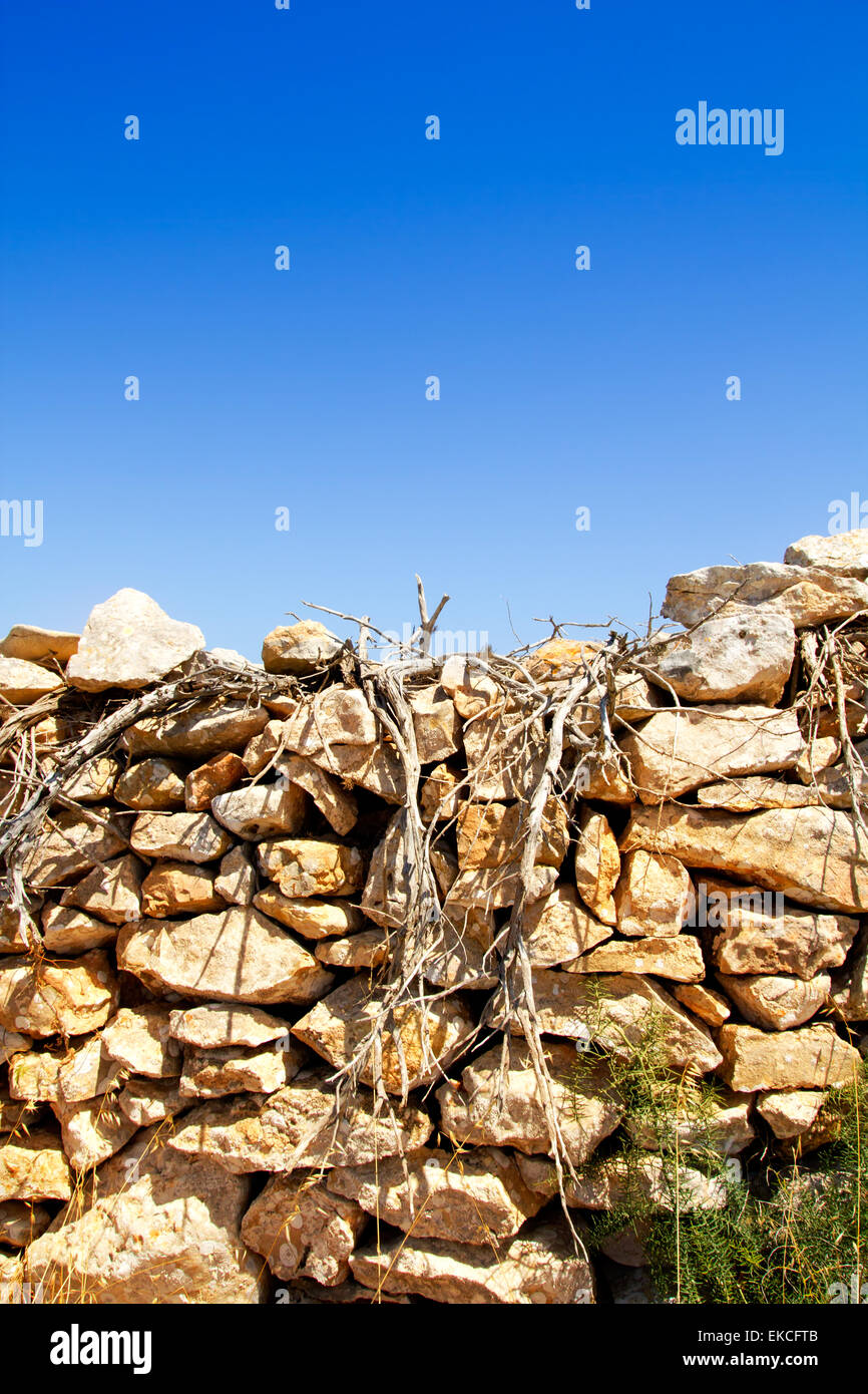 Mediterranean dried branches and masonry wall Stock Photo - Alamy