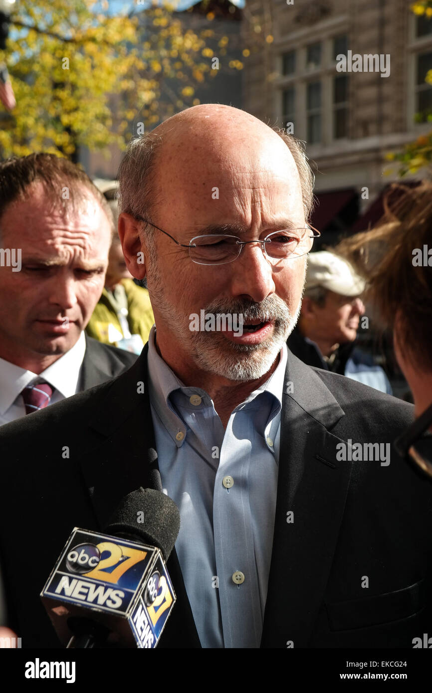 LANCASTER, PA - NOVEMBER 3, 2014: Tom Wolf makes a campaign stop and ...