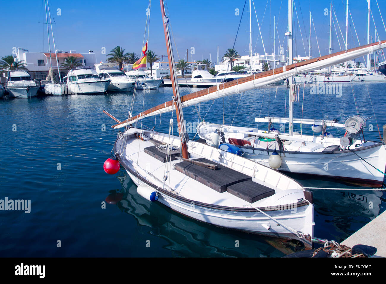 Llaut traditional latin sail boat in Formentera Stock Photo - Alamy