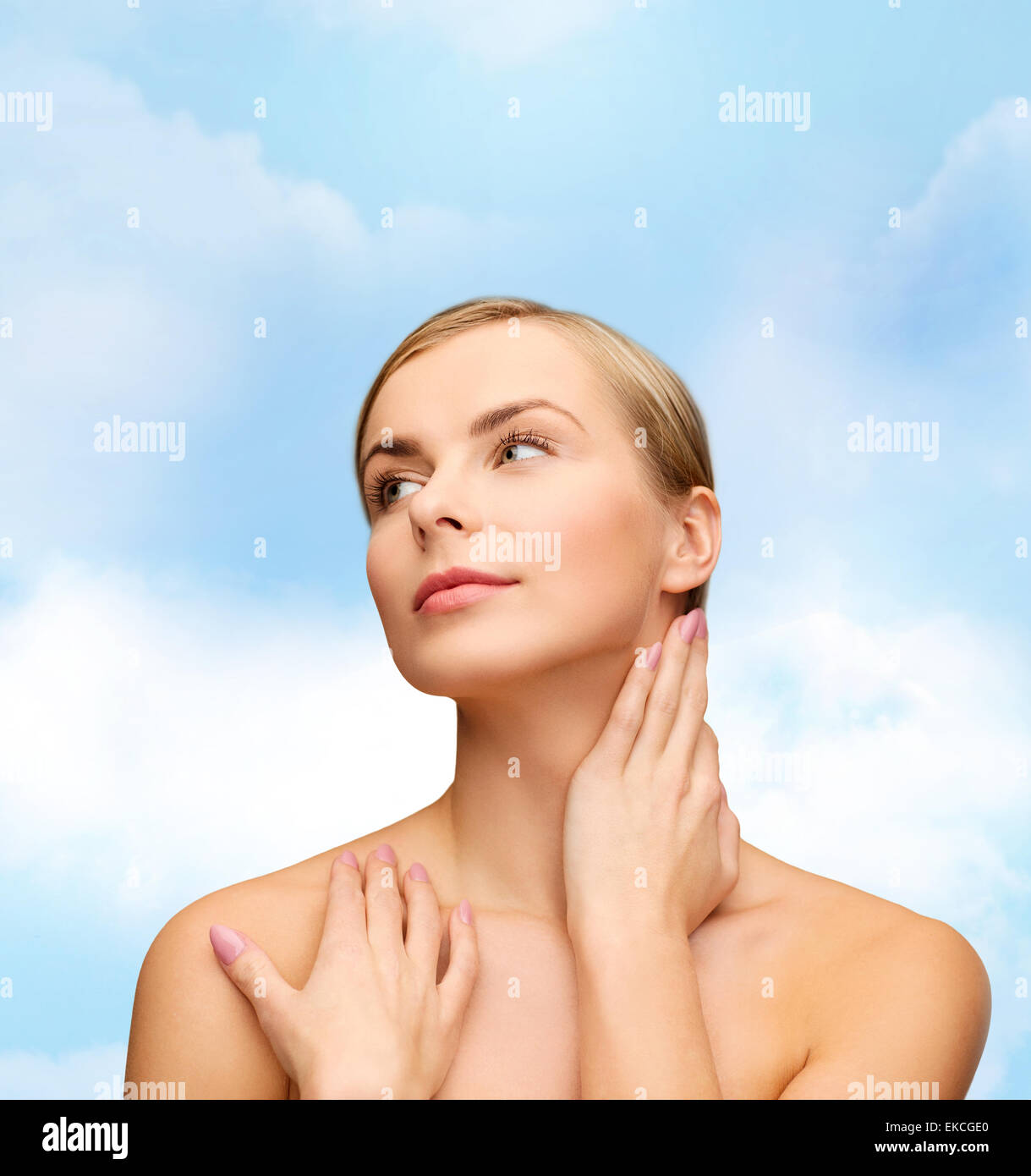 face and hands of beautiful woman Stock Photo - Alamy
