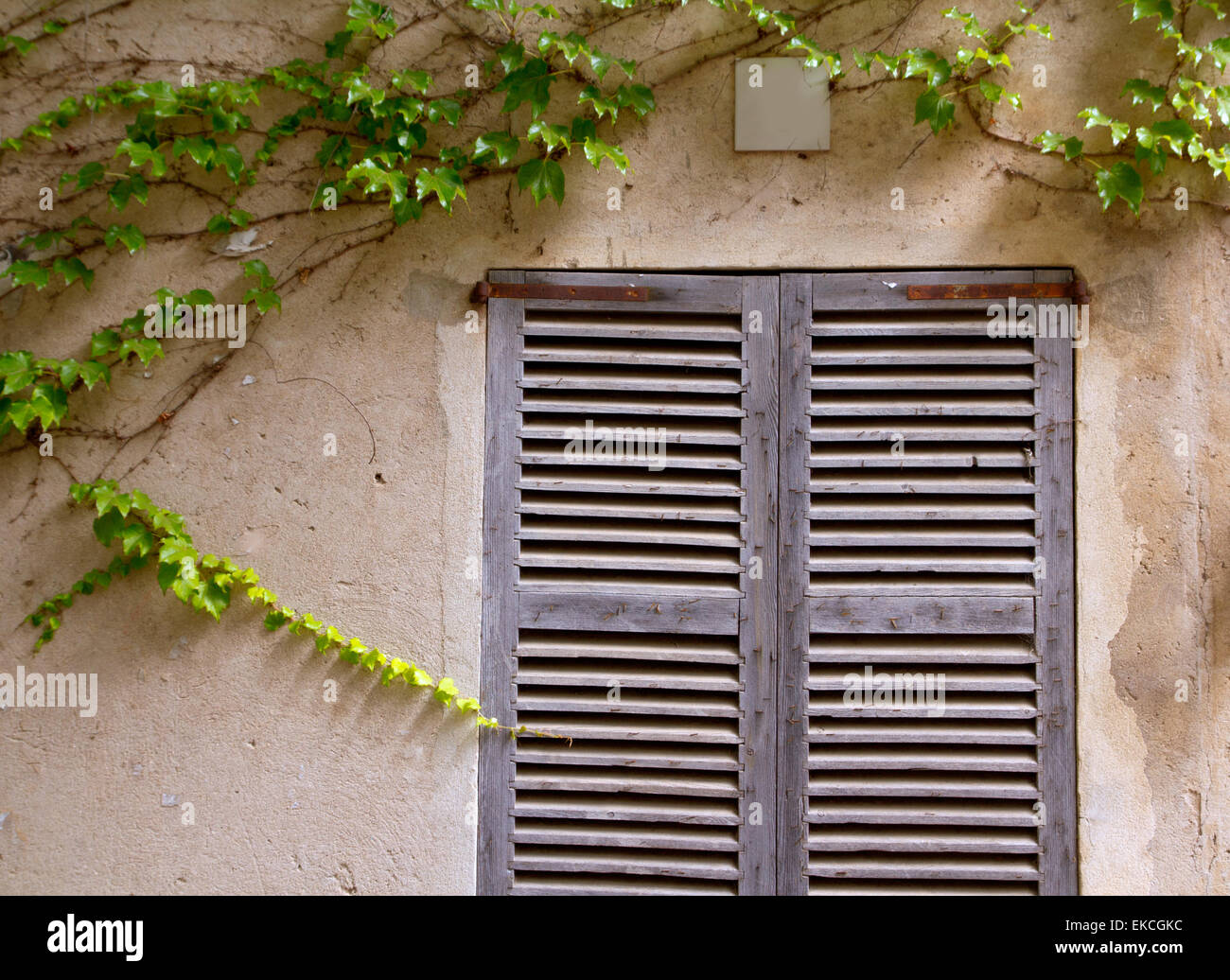 Majorca traditional wood windows mallorquina shutters Stock Photo - Alamy