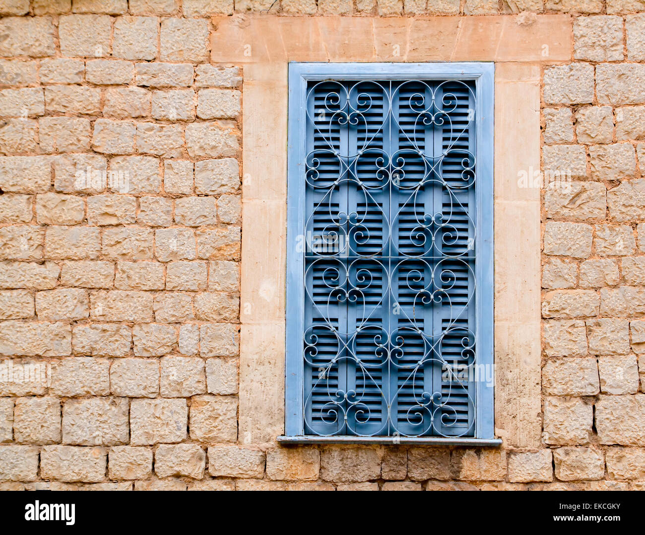 Majorca traditional wood windows mallorquina shutters Stock Photo - Alamy