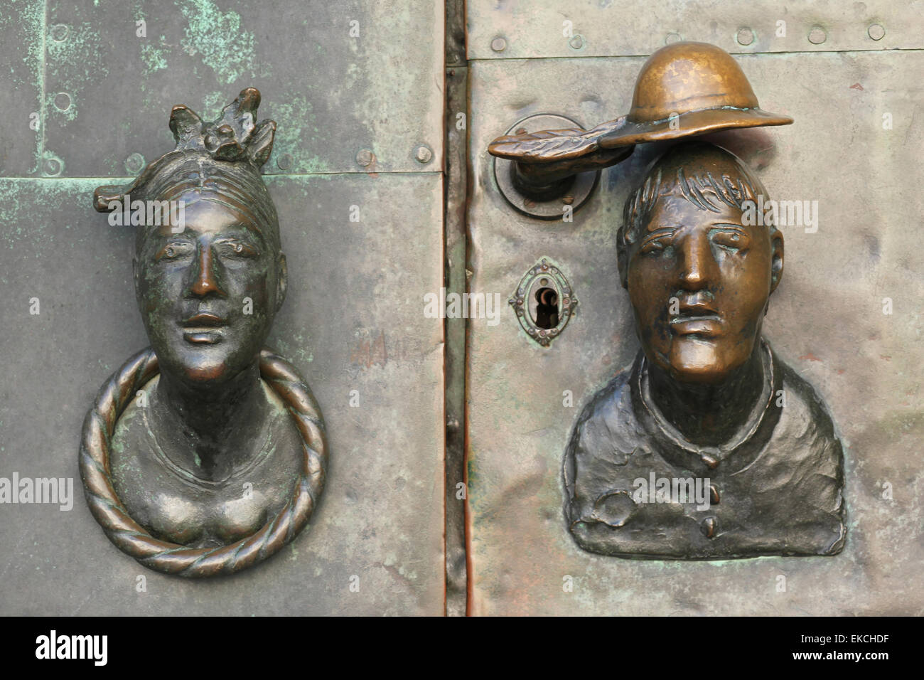 Detail of the bronze entrance door of the art museum in the Monastery ...