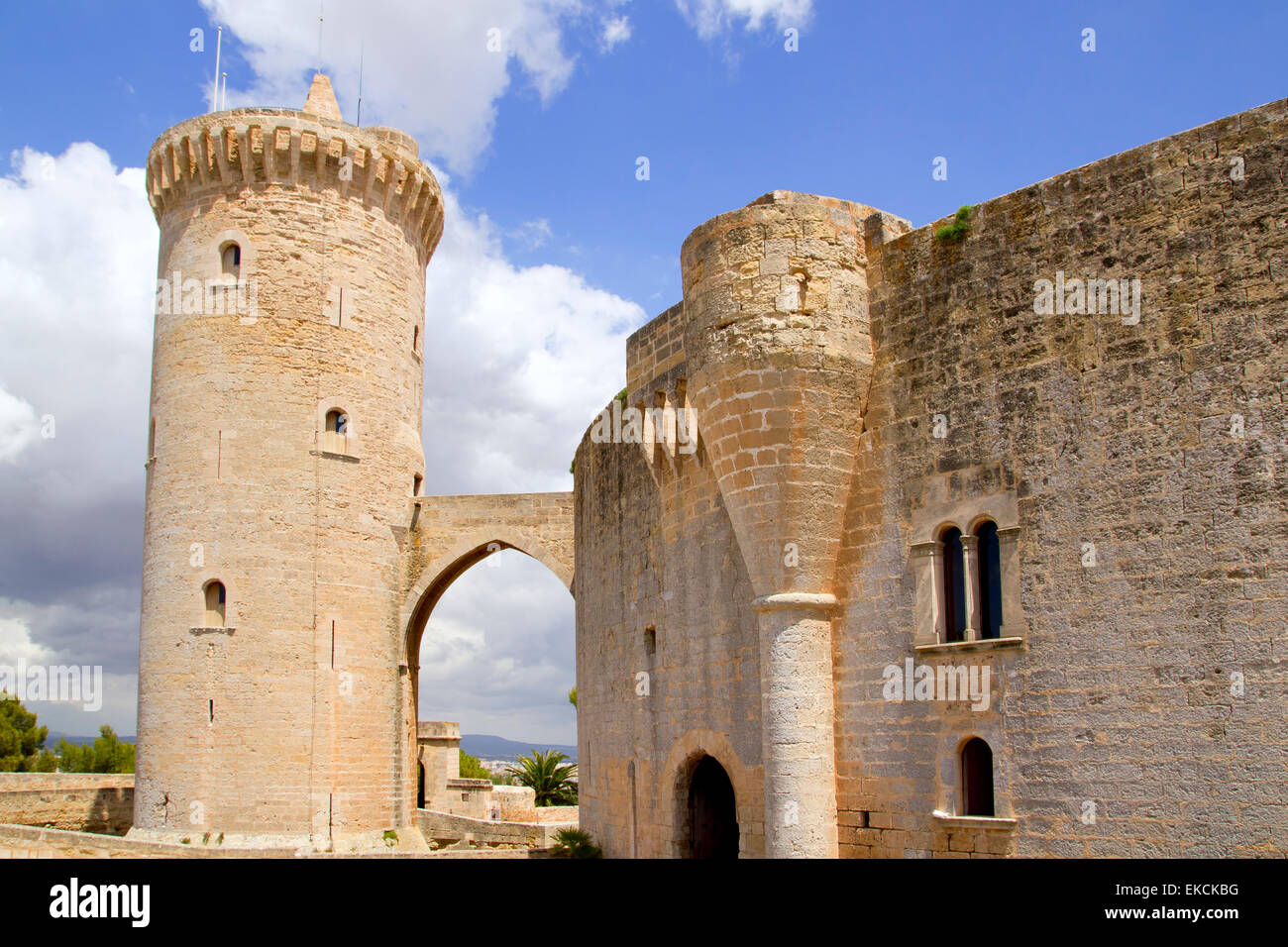 Castle Castillo de Bellver in Majorca at Palma of Mallorca Stock Photo ...