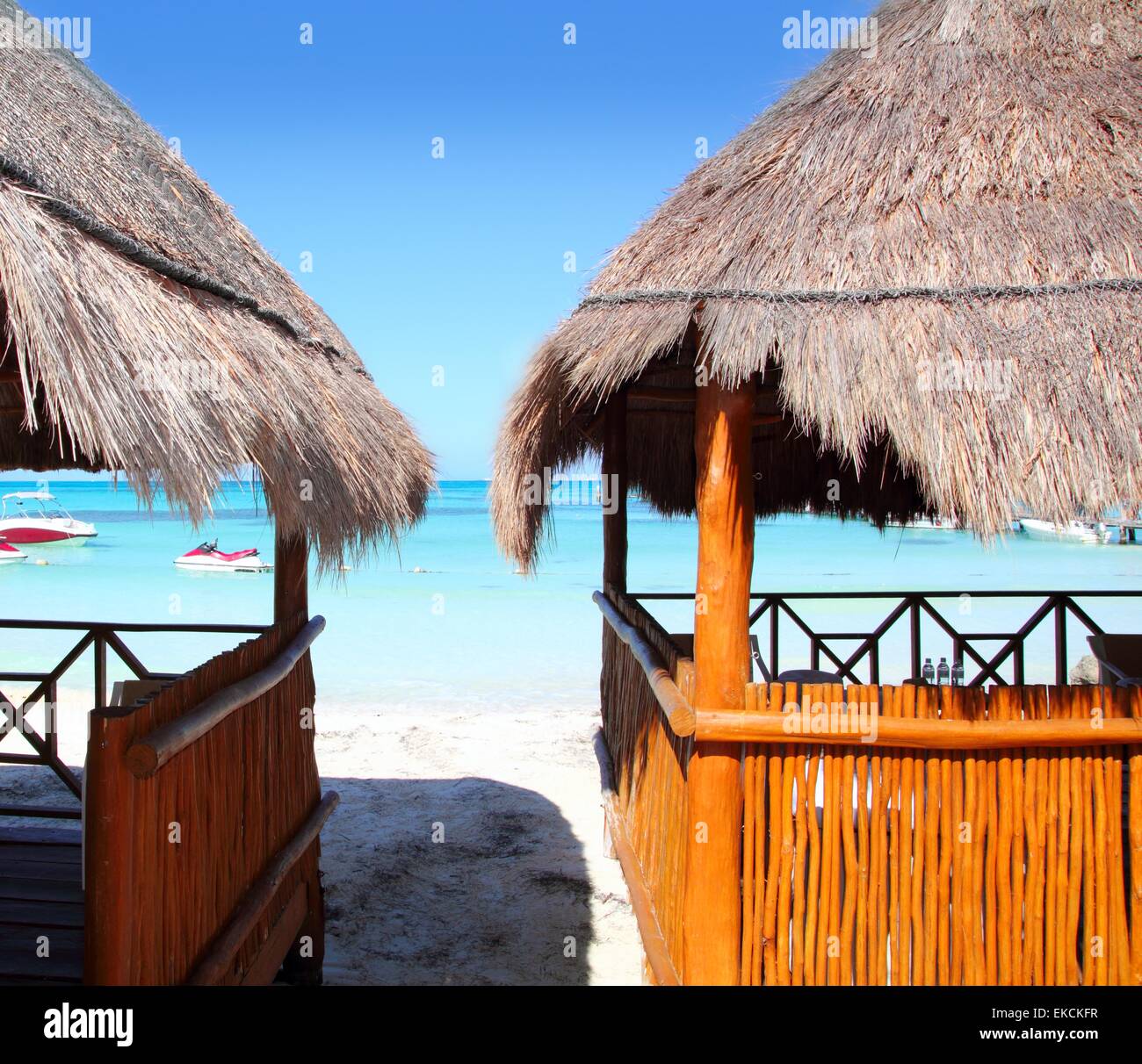 cabin tropical sea on turquoise caribbean Stock Photo - Alamy