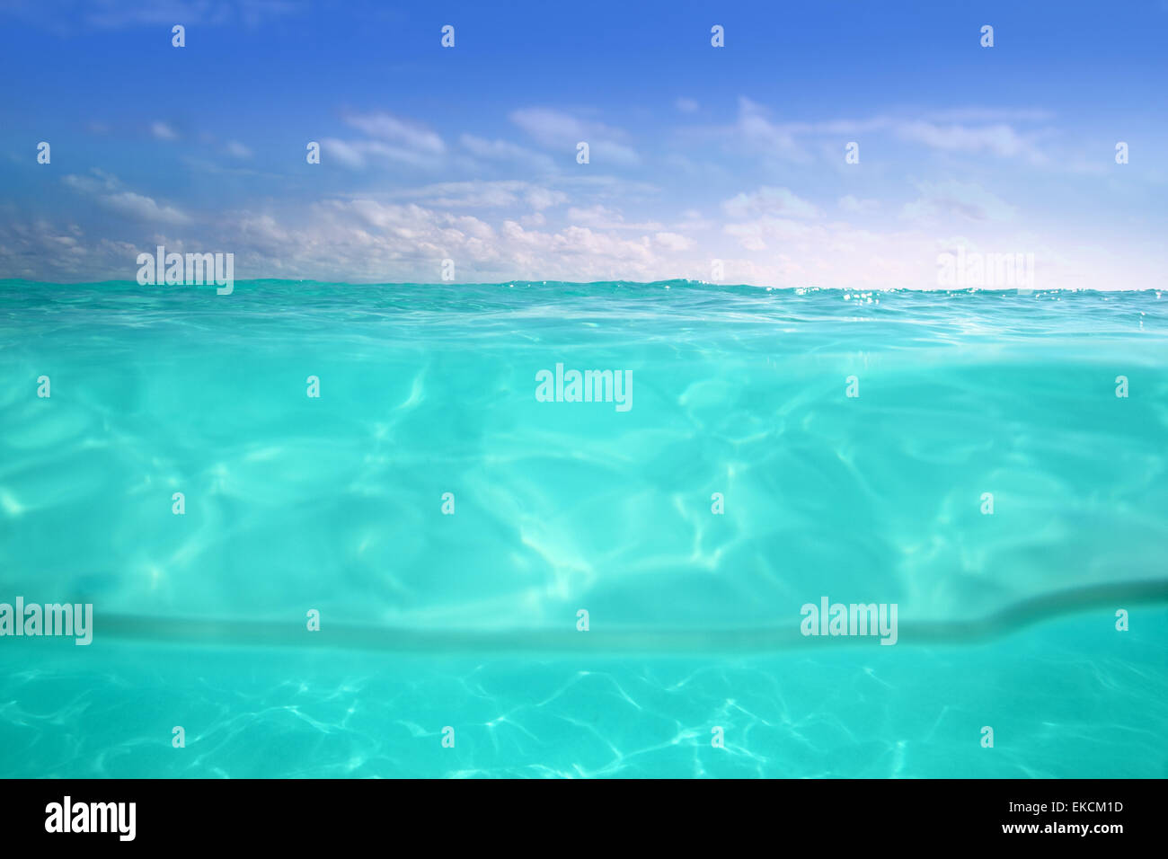 waterline caribbean sea underwater and blue sea Stock Photo - Alamy