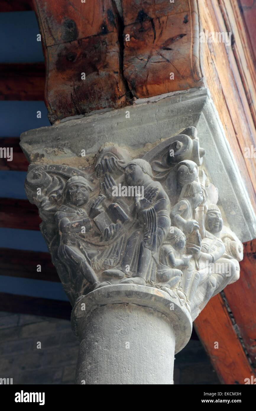 Jaca cathedral chapiter romanesque king David Stock Photo - Alamy