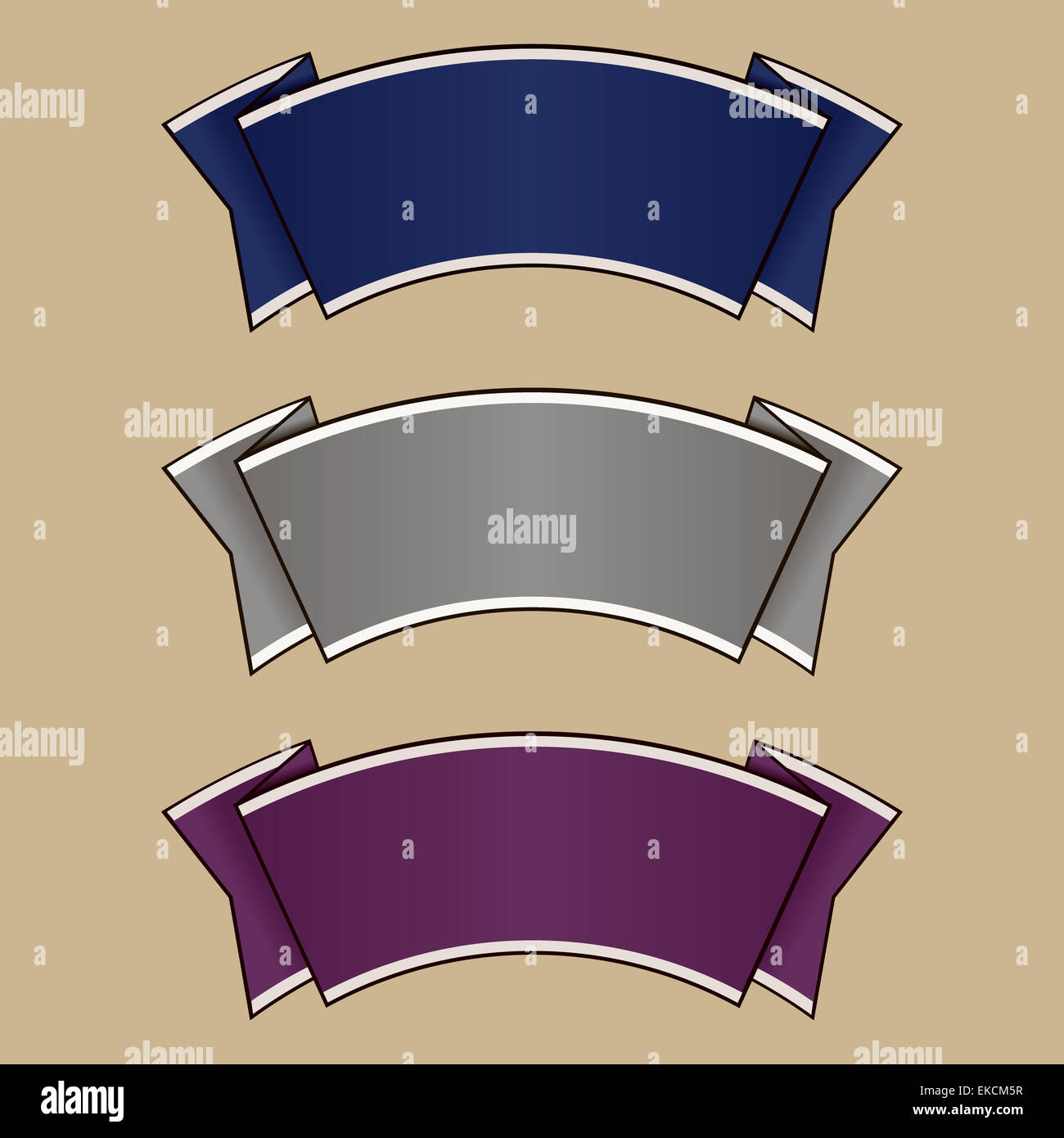 Blue, gray and purple ribbon set Stock Photo - Alamy