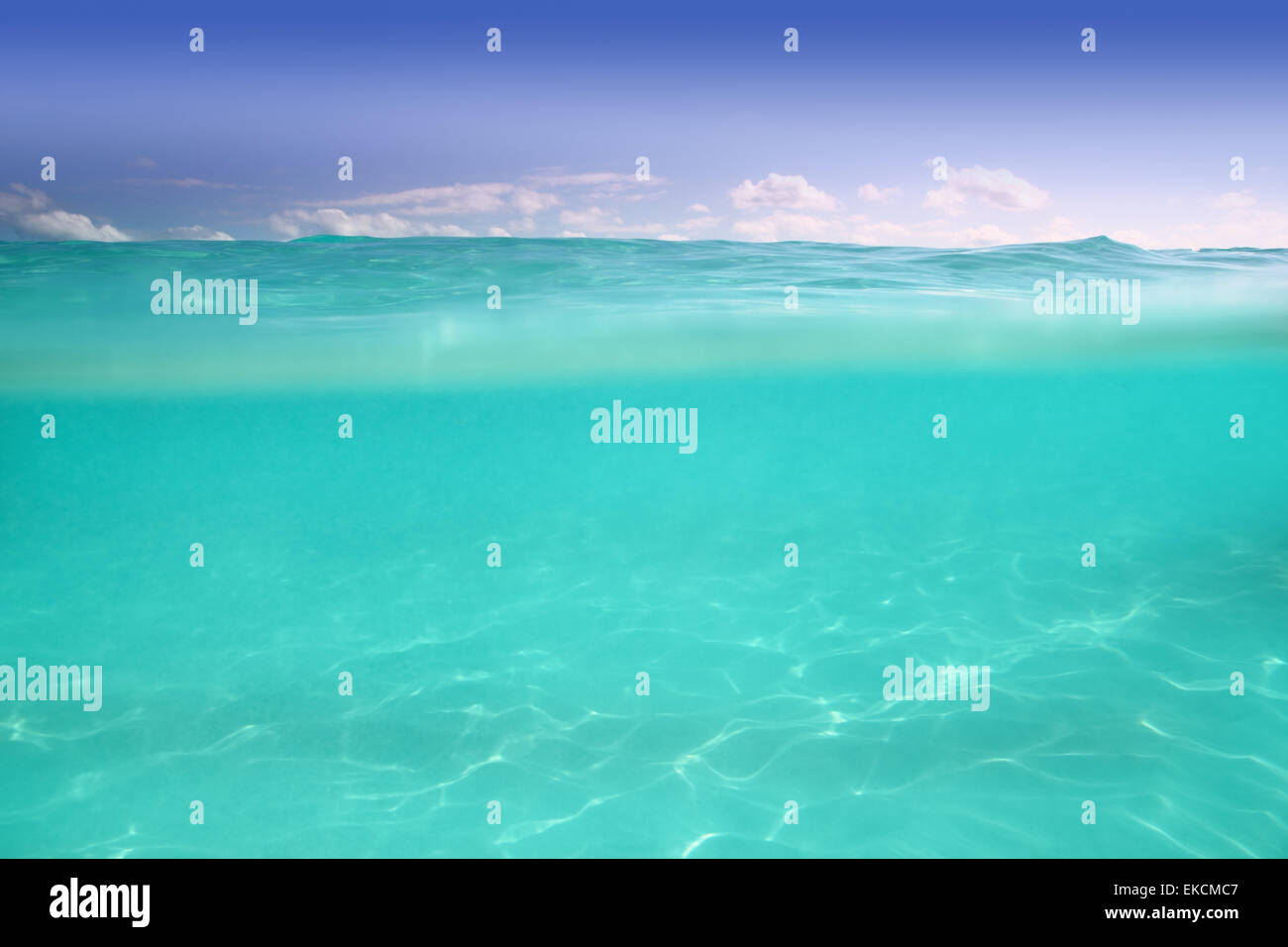 waterline caribbean sea underwater and blue sea Stock Photo - Alamy