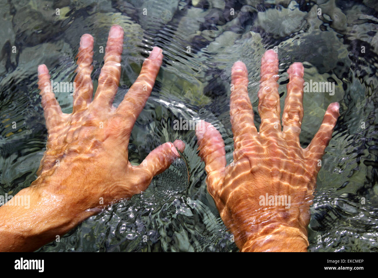hands underwater river water wavy shapes Stock Photo - Alamy