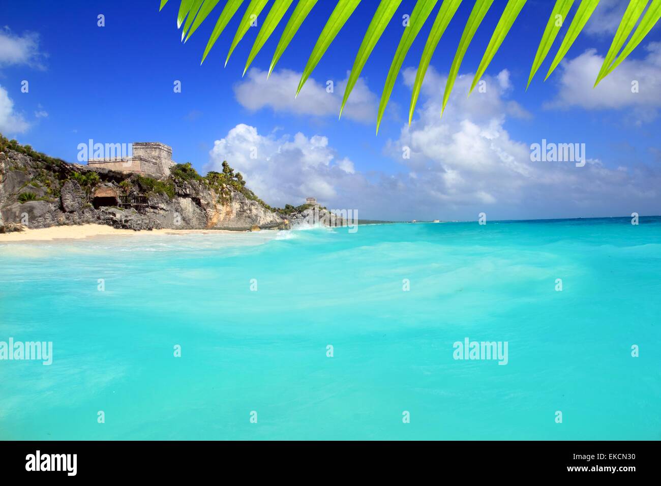 ancient Tulum Mayan ruins view from caribbean sea Stock Photo - Alamy