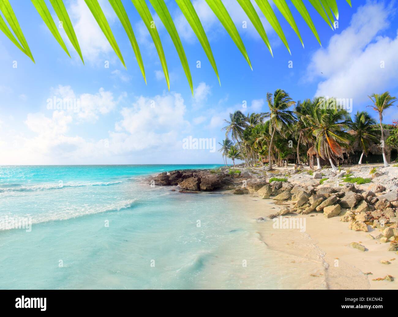 Caribbean Tulum Mexico tropical turquoise beach Stock Photo - Alamy