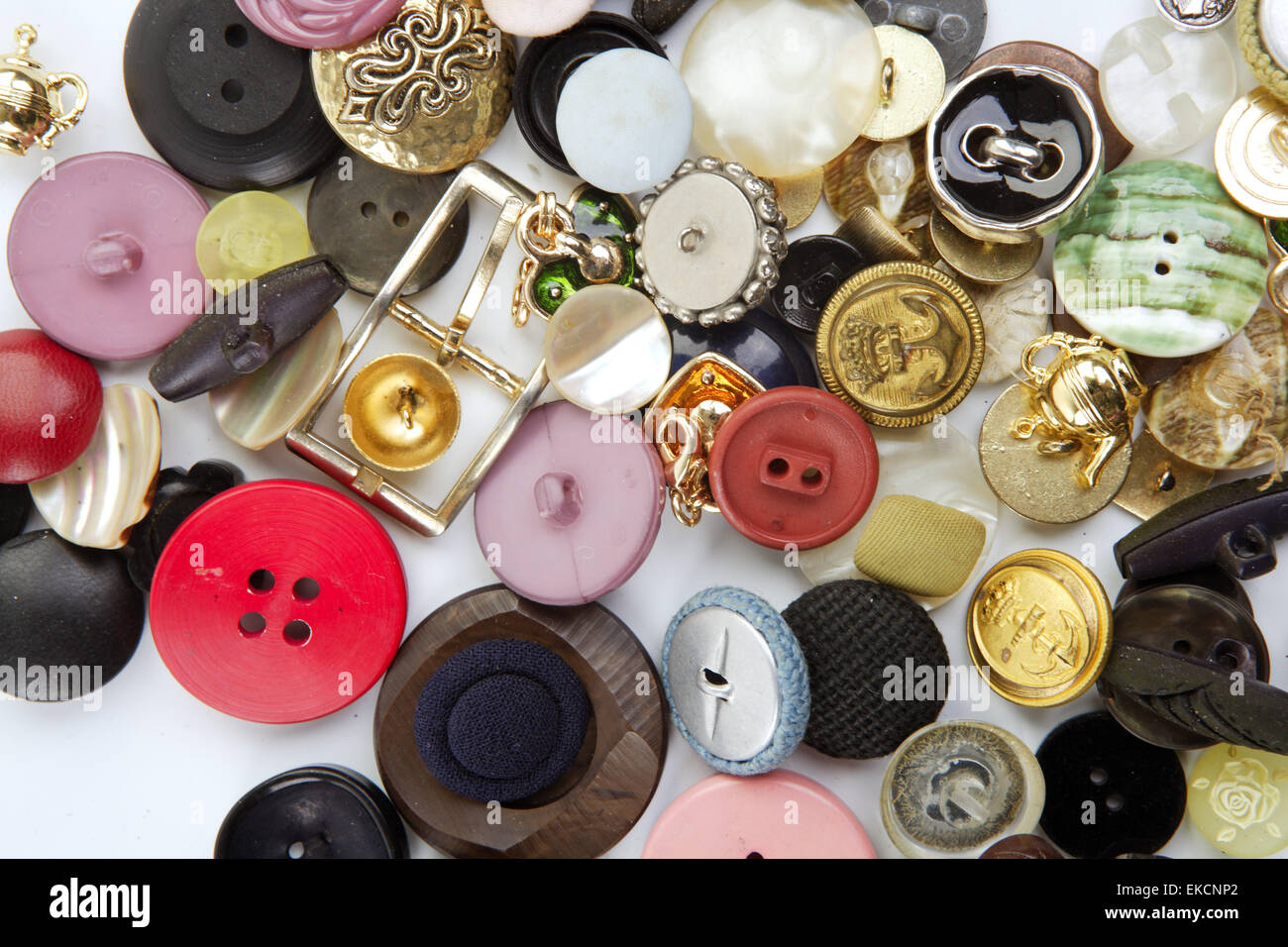 clothing buttons collection mess pattern Stock Photo - Alamy