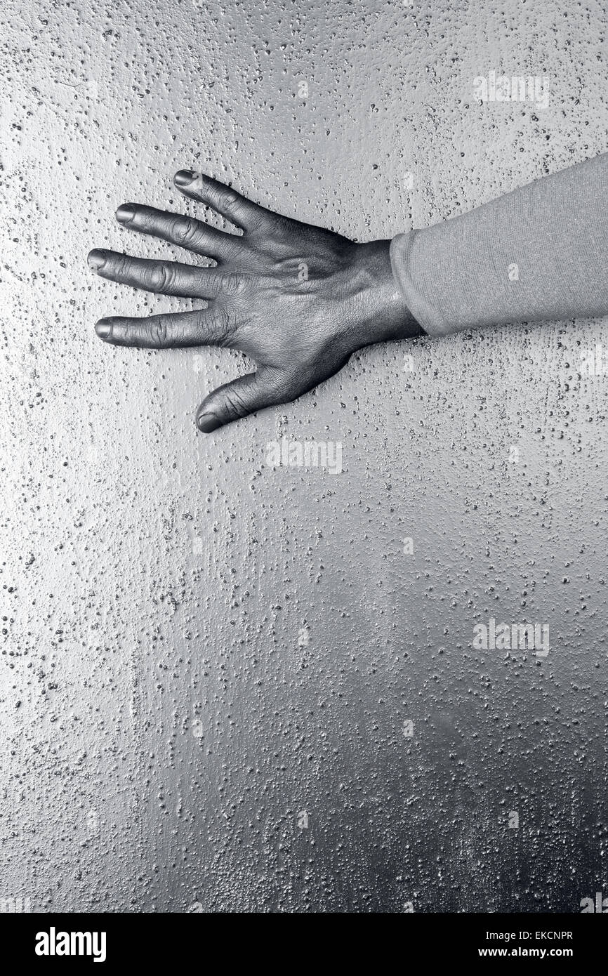 futuristic man silver hand over textured steel Stock Photo - Alamy