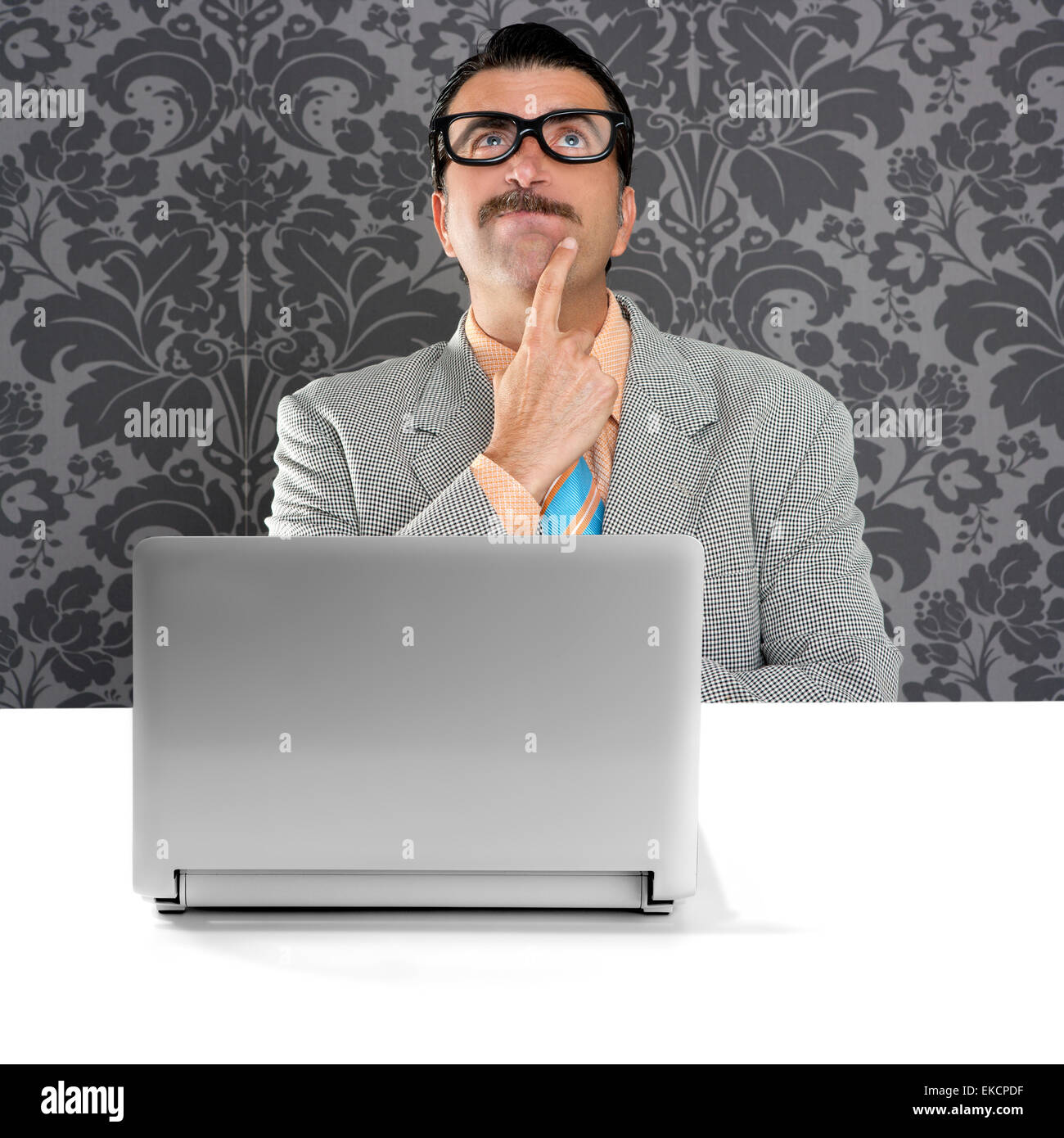 Genius nerd silly glasses computer High Resolution Stock Photography ...