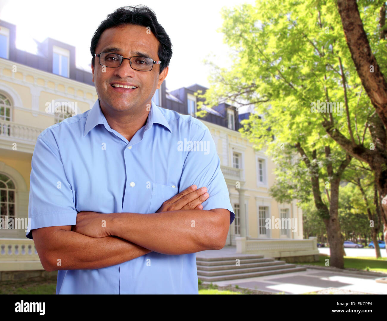 Indian latin man hotel owner real estate businessman Stock Photo - Alamy