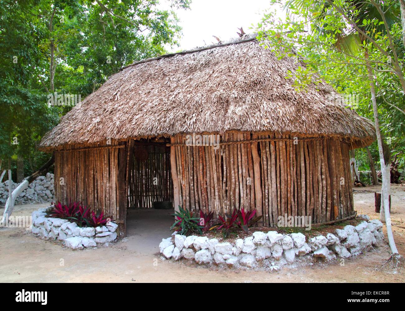 Mayan Mexico wood house cabin hut palapa Stock Photo - Alamy