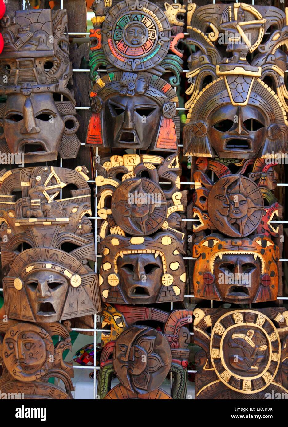 aztec mayan wooden indian mask handcrafts Stock Photo - Alamy