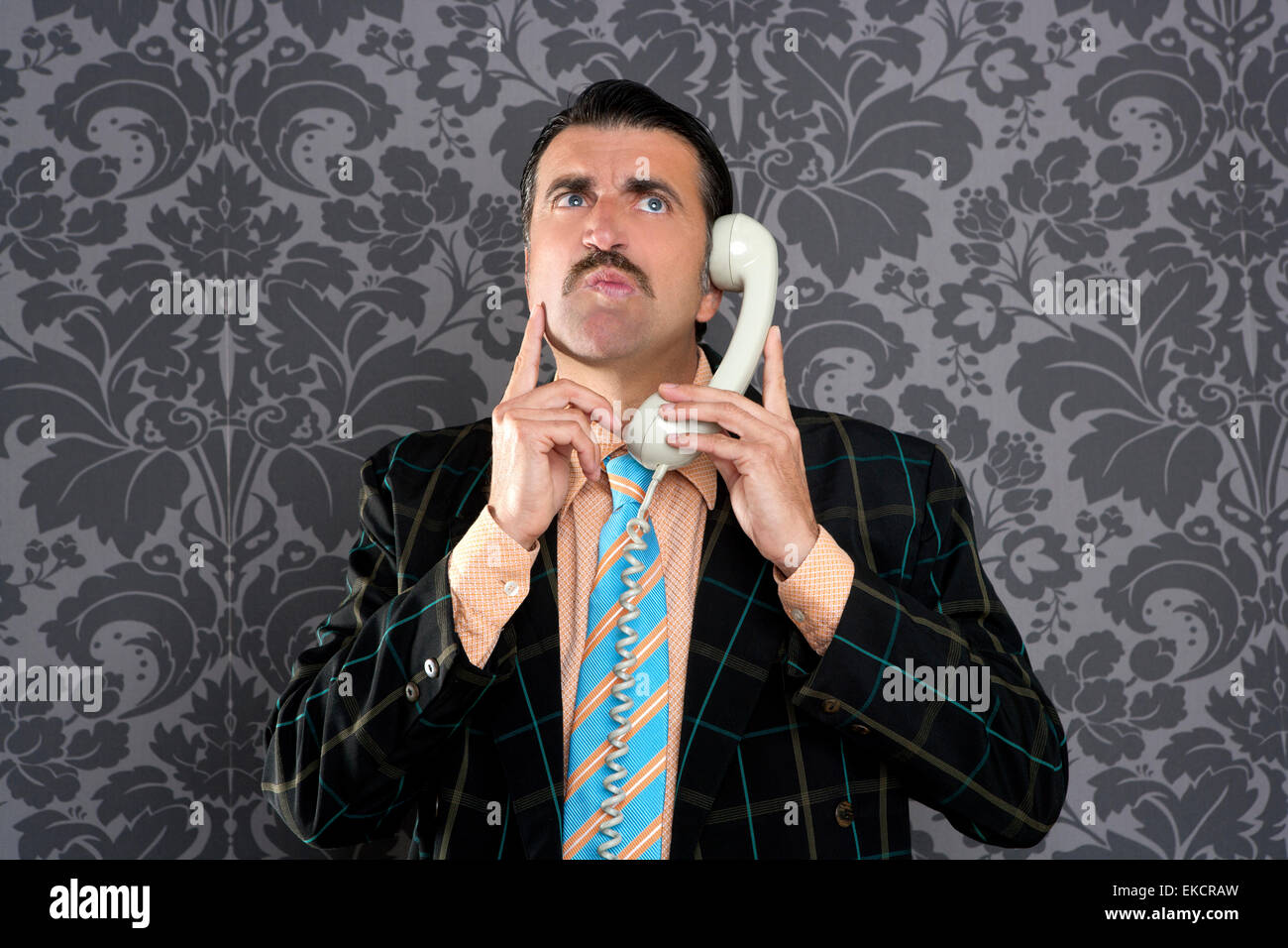 Angry nerd businessman retro telephone hi-res stock photography and ...