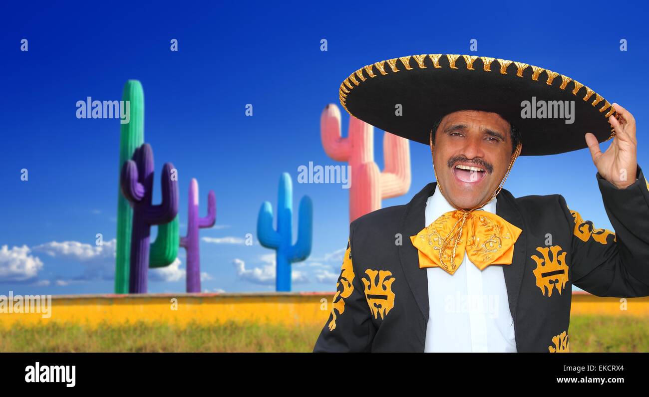 Mexican mariachi charro singing in cactu Stock Photo - Alamy