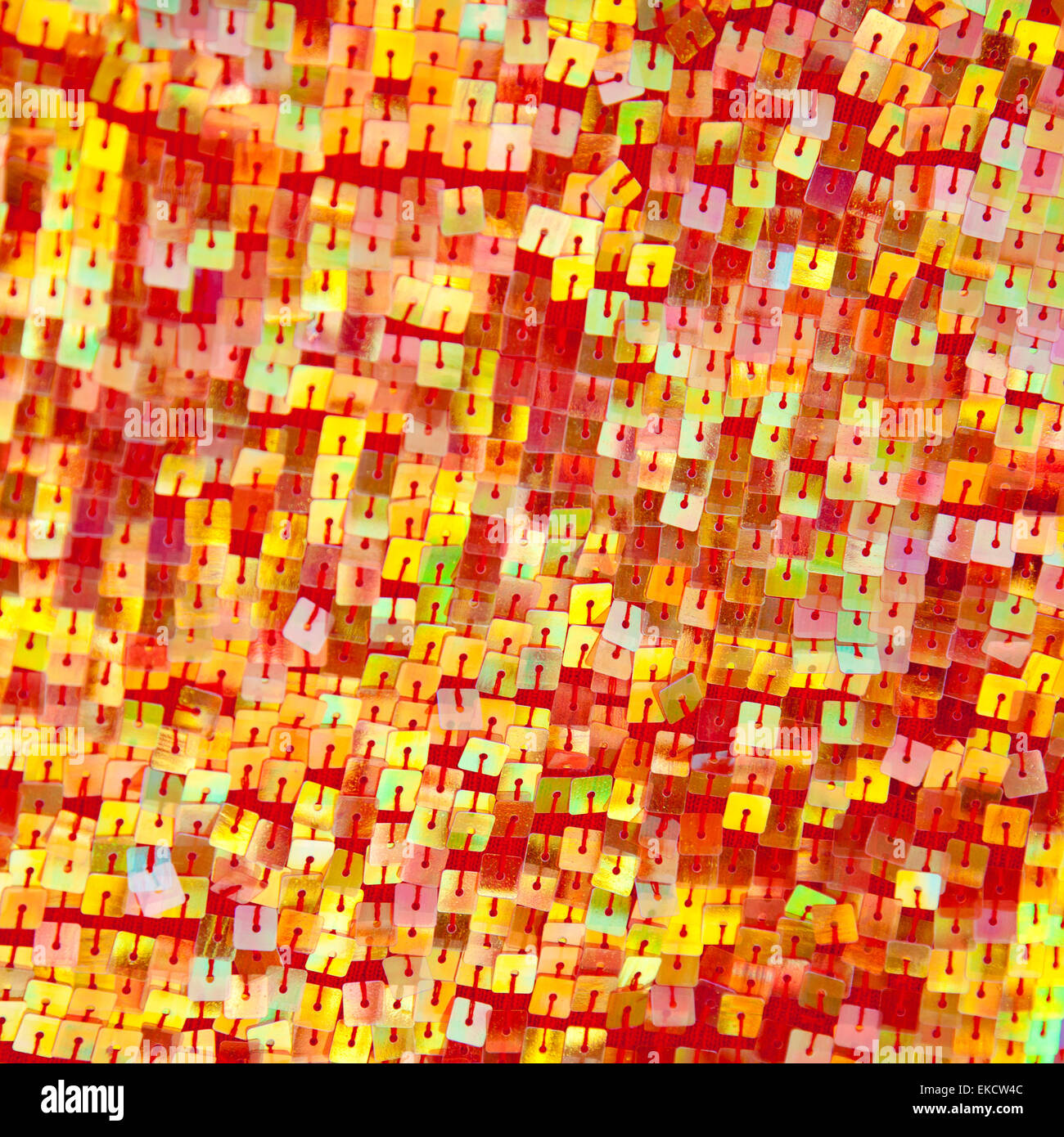 colorful red yellow sequins with square shape Stock Photo - Alamy