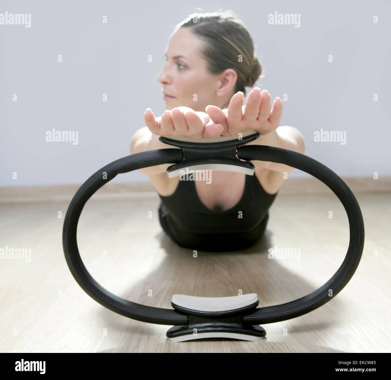 magic pilates ring woman aerobics sport gym Stock Photo - Alamy