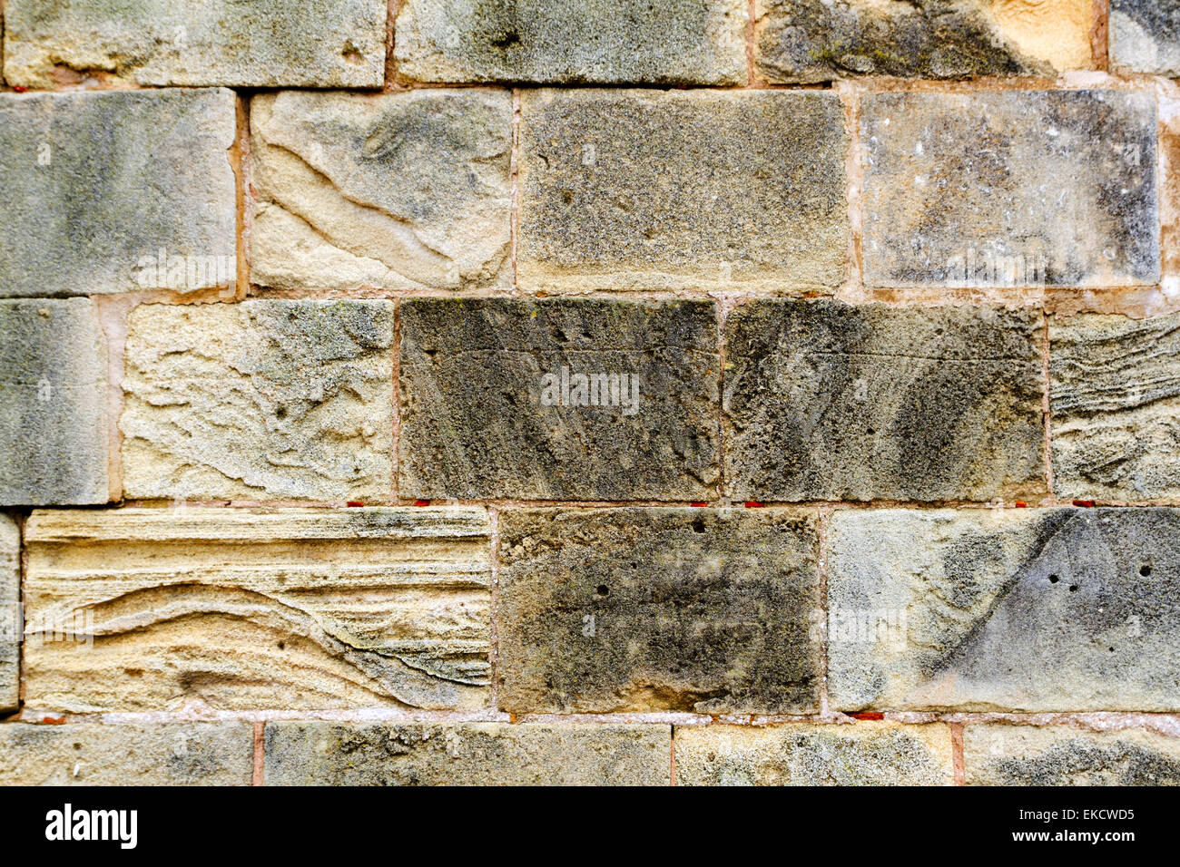 Mares sandstone stone masonry wall in Majorca Stock Photo - Alamy