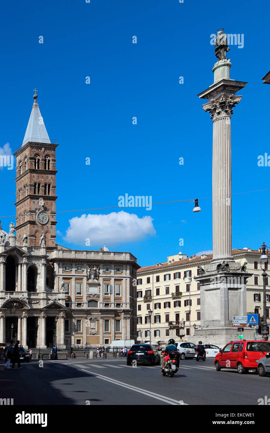 Italy Rome Piazza di Santa Maria Maggiore Santa Maria Maggiore Stock ...