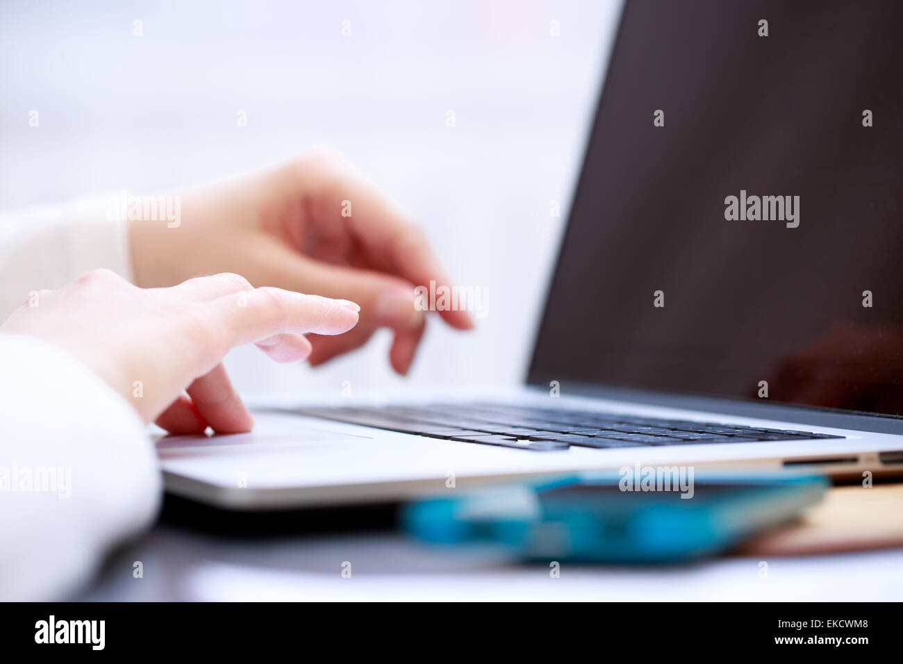 Close-up shot typing on the laptop keyboard Stock Photo - Alamy