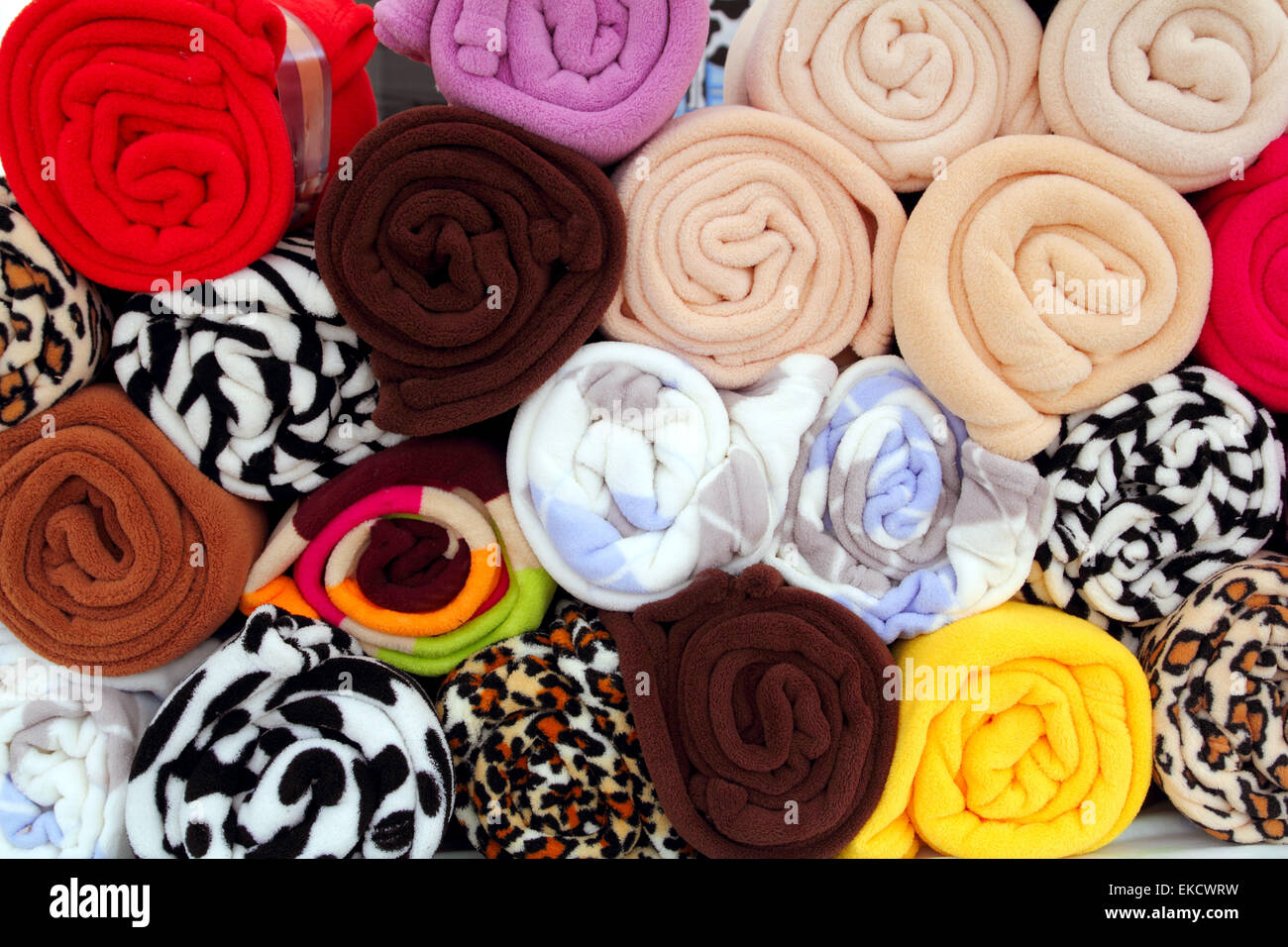 colorful towel shop stacked in rolled rows Stock Photo - Alamy