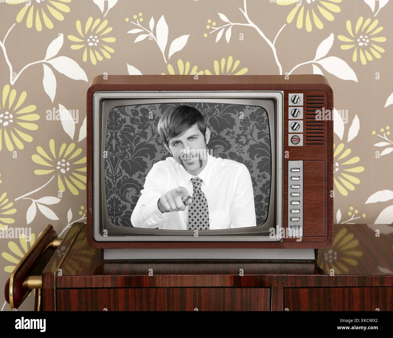 Retro tv presenter mustache man hi-res stock photography and images - Alamy