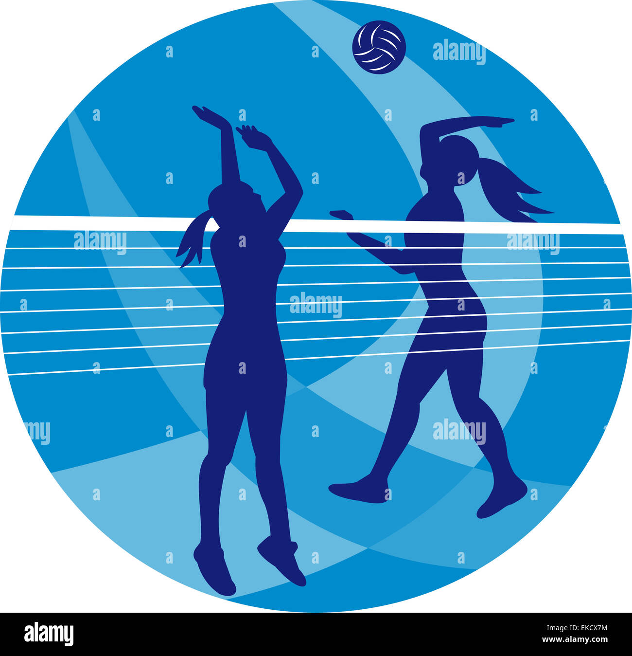 Volleyball Player Spiking Blocking Ball Stock Photo - Alamy