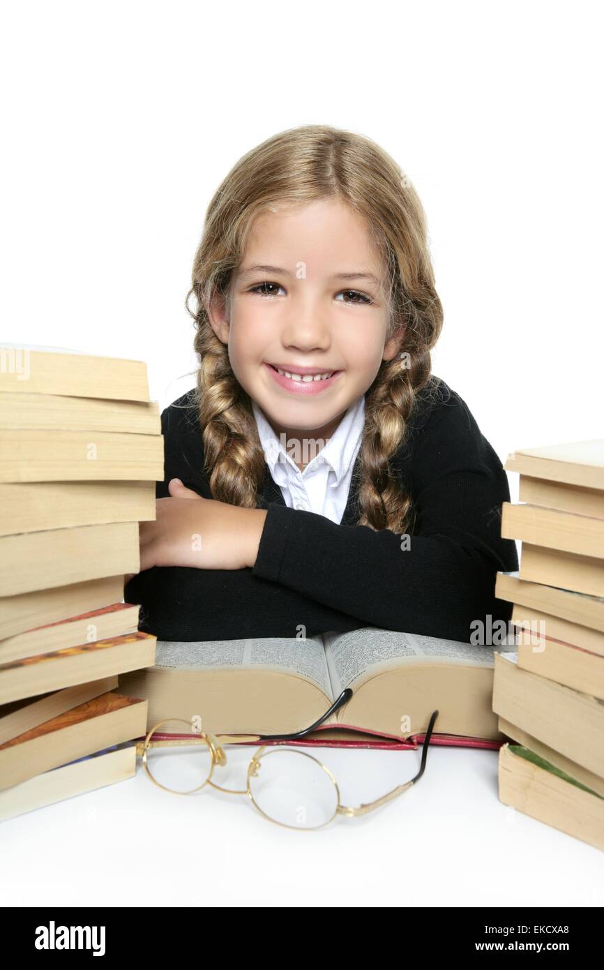 little blond happy student girl smiling Stock Photo - Alamy