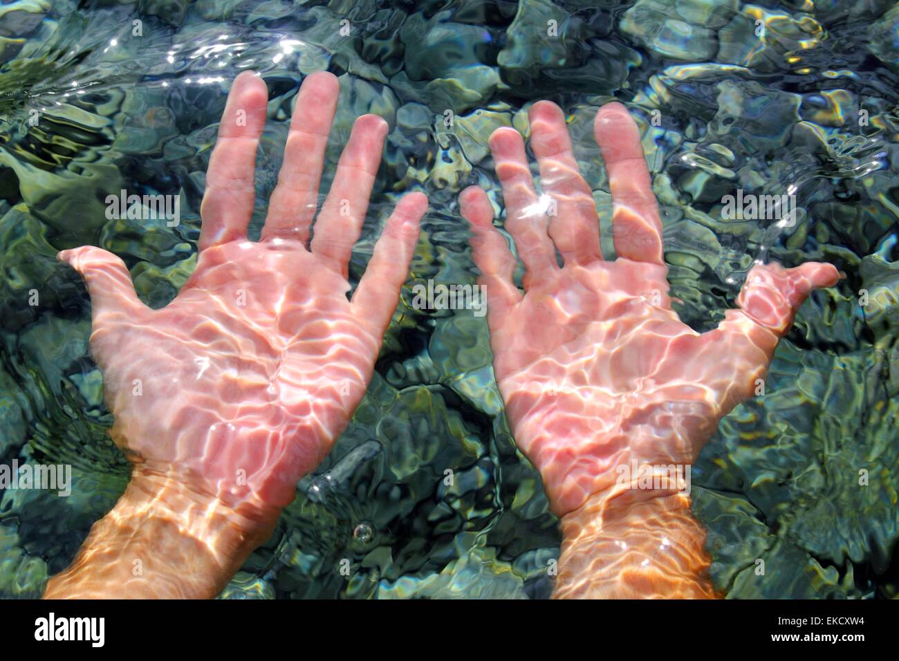 hands underwater river water wavy distorted Stock Photo - Alamy